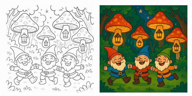 328 Prompts for Coloring Pages with Full-Color Versions: Create Color ...